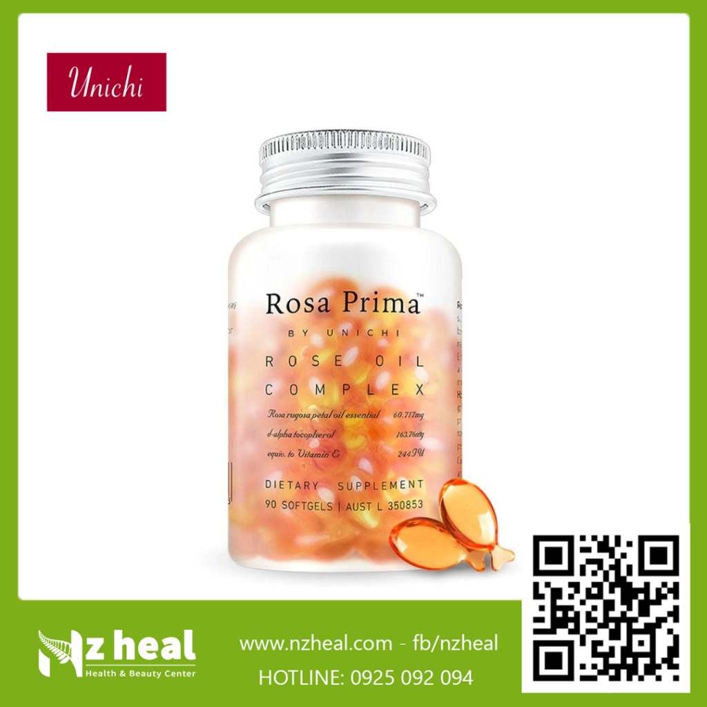 Viên tinh dầu hoa hồng dưỡng da, thơm cơ thể Unichi Rosa Prima Rose Oil ...